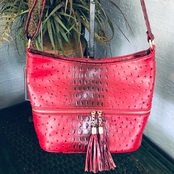 Deluxity | Bags | Deep Red Croco Crossbody Bagmessenger New Wtags ...